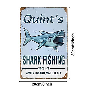 Quint Shark Fishing Wall Decor Art Tin Sign Group Therapy Practiced Here Vintage Metal Tin 8x12 inch