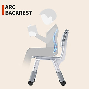 UNICOO –Kids Chair, Children Classroom Chair Suitable for Family Classroom/Preschool/Daycare/Playroom, Adjustable Height Toddler Chair (Gray, Set of 2)