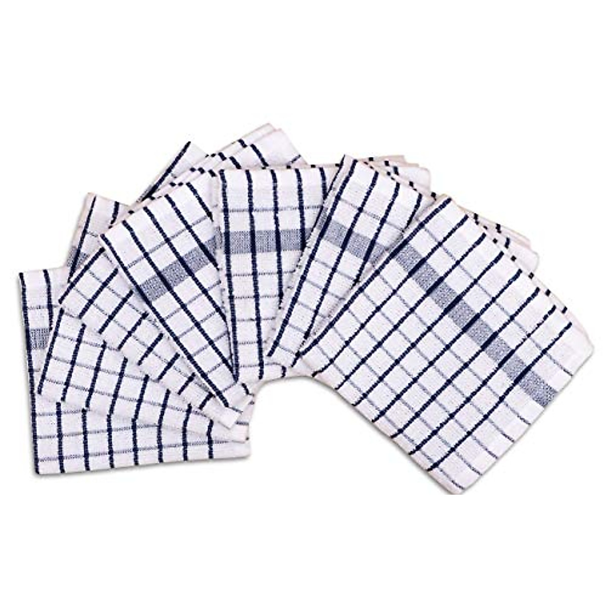 AMOUR INFINI Grid Terry Dish Cloth | Set of 8 | 12 x 12 Inches | Low Lint, Super Soft and Absorbent |100% Cotton Dish Rags | Perfect for Household and Commercial Uses | Blue