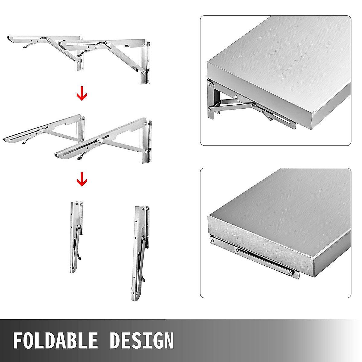 Happybuy Concession Shelf 70.8L x 11.4W Inch with Stainless Steel Frame and Surface Board for Food Trailer Serving Window