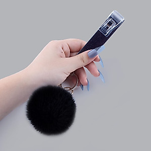 XIANGXING Credit Card Puller, Cute Acrylic Debit Bank Card Grabber for Long Nails ATM Keychain with Pom Pom Ball and Plastic Clip