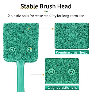 Pawfly Aquarium Algae Scraper Sponge Brush Cleaning Scrubber with 10 inch Non-Slip Handle for Glass Fish Tanks