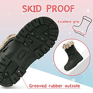 Kids Snow Boots Boys Girls Mid Calf Winter Boots Anti-Slip Outdoor Warm Boots With Fur Lined（/Little Kid/Big Kid）