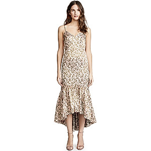 Jill Jill Stuart Women's Floral Jacquard midi Dress with Side Cutouts, Blush/Olive Multi, 0
