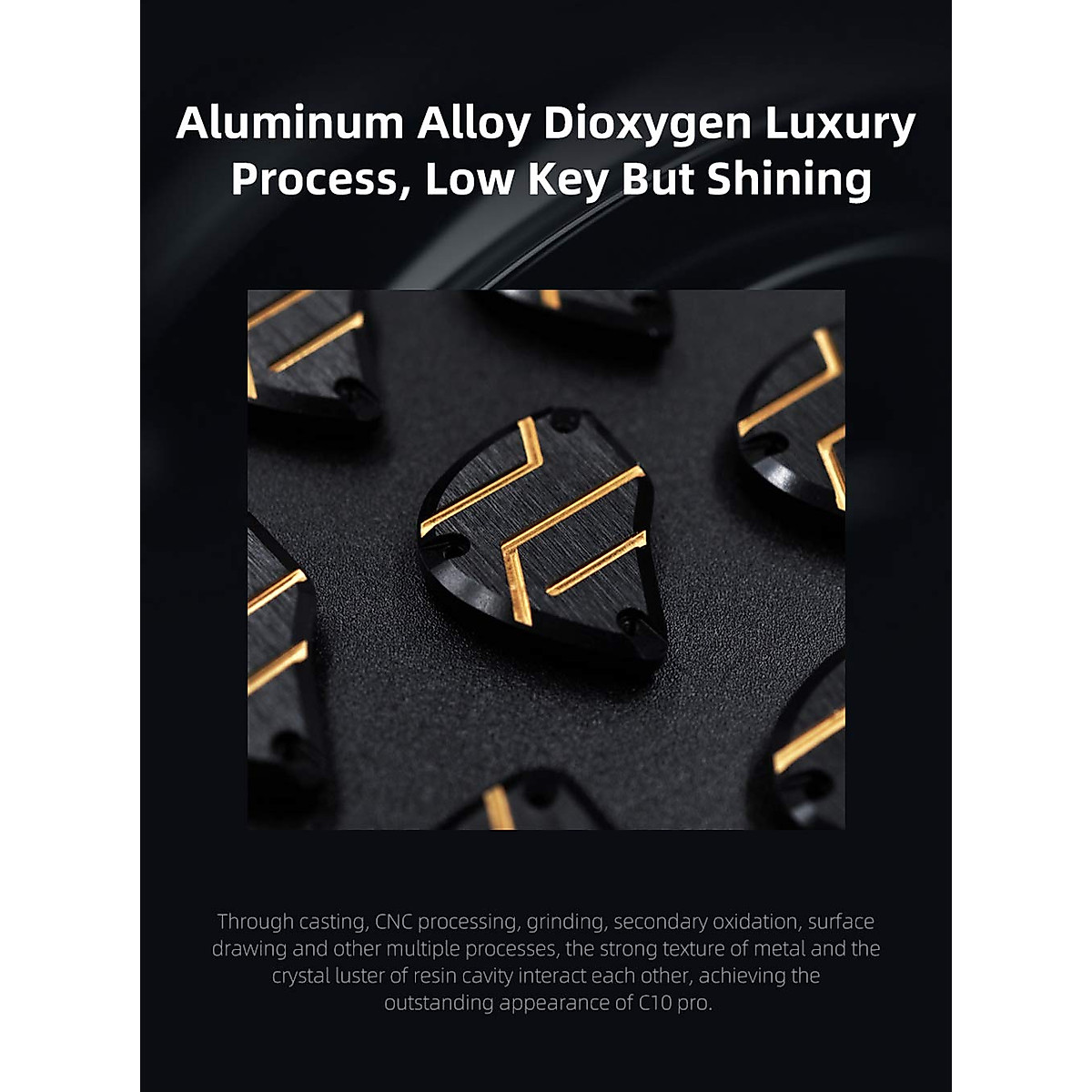 CCA C10PRO in-Ear Monitors, 4BA+1DD Hybrid HiFi Stereo Sport IEM Wired Earphones/Earbuds/Headphones with Detachable Cable 2Pin for Musician Audiophile (Black Without Mic)