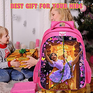 BingTangHuLu Encanto Kids Backpack Pink Cartoon Anime School Bag Cute Large Capacity Travel Bag for Girls