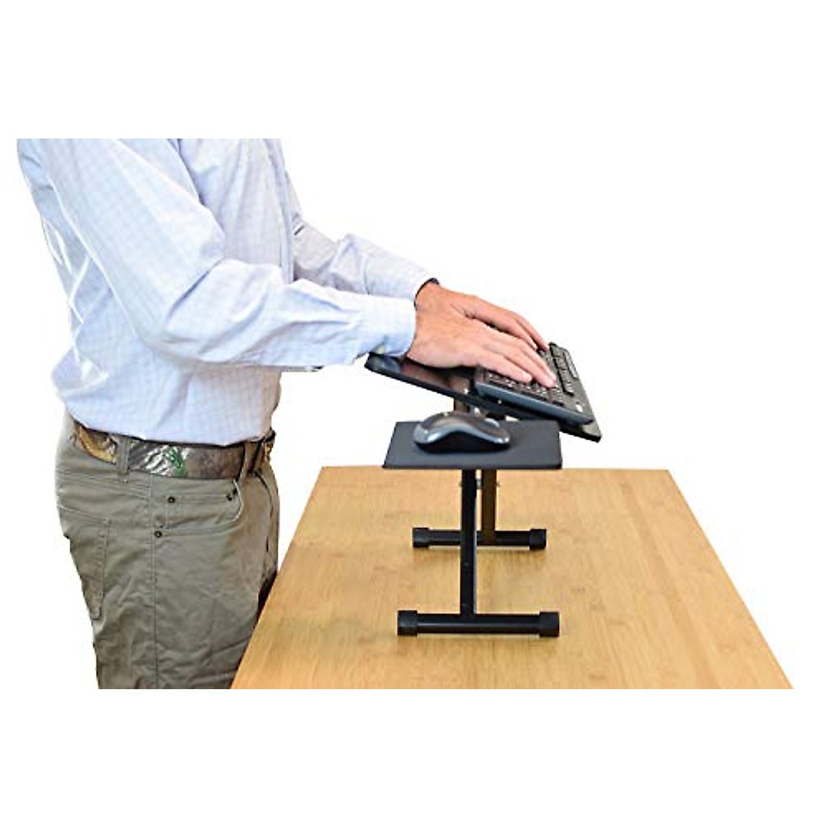 KT3 Ergonomic Computer Keyboard Stand Adjustable Height Angle Negative Tilt for standing up raise keyboards to standing height sit stand up on desk riser holder tray platform lift above desk black