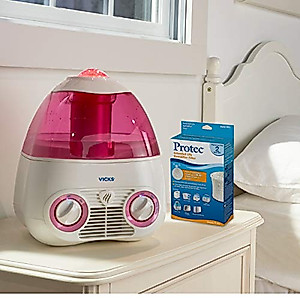 Vicks Starry Night Cool Moisture Humidifier with Projector & VapoPad Scent Pad Heater, Pink