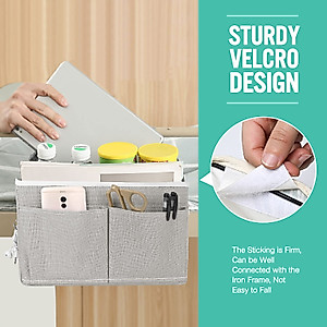 Ndeno Bedside Caddy Storage Bag Hanging Pocket Organizer for Bunk and Hospital Beds Crib,Dorm Rooms Bed Rails for Remotes Mobile Phone Keys, Glasses, Books (Dark Grey)