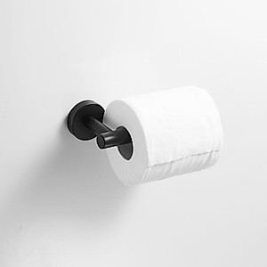 Leyden Matte Black Toilet Paper Holder and Hand Towel Holder, 2 Pieces Bathroom Hardware Accessories Set, SUS304 Stainless Steel Sturdy Wall Mount Toilet Paper Roll Holder and Towel Rack