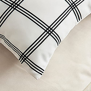 Outdoor Throw Pillow Covers Decorative for Patio Furniture Geomtric Farmhouse Cushion Cases 18 x 18 Inch, Set of 2, Black