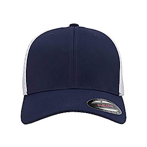 Flexfit unisex adult 6533 Hat, Navy/White, Large-X-Large US