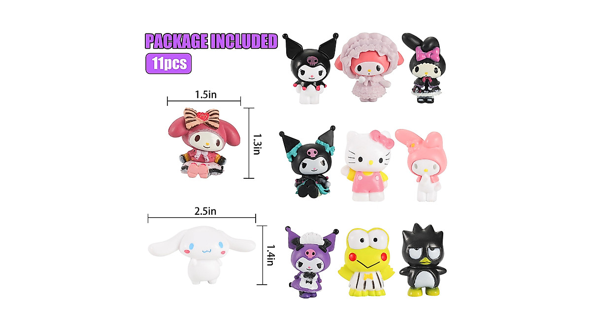 Cute Cat Cake Toppers Set – 11Pcs Cartoon Figurines