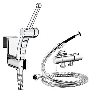 CREA Handheld Bidet Sprayer for Toilet,Adjustable Jet Sprayer Toilet Bidet Attachment,Ergonomic Hand Held Sprayer with Bidet Hose for Feminine Wash Cloth Diaper Sprayer Set,Stainless Steel Chrome