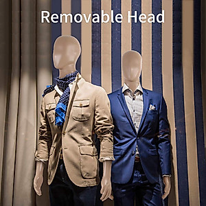 Mannequin Torso Manikin Dress Form Male 73" Adjustable Detachable Realistic Full Body Mannequin Model Display with Metal Base Plastic Head Turns Poseable Adult Dummy Mannequin Stand, Nude