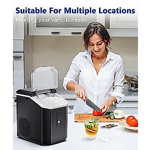 Joy Pebble Ice Maker Countertop, 10,000pcs/33lbs/Day Pebble Ice, Portable Nugget Ice Maker Machine with Handle, Self-Cleaning, Ice Scoop and Basket, Handheld Ice Maker for Kitchen/Home/Office/Party