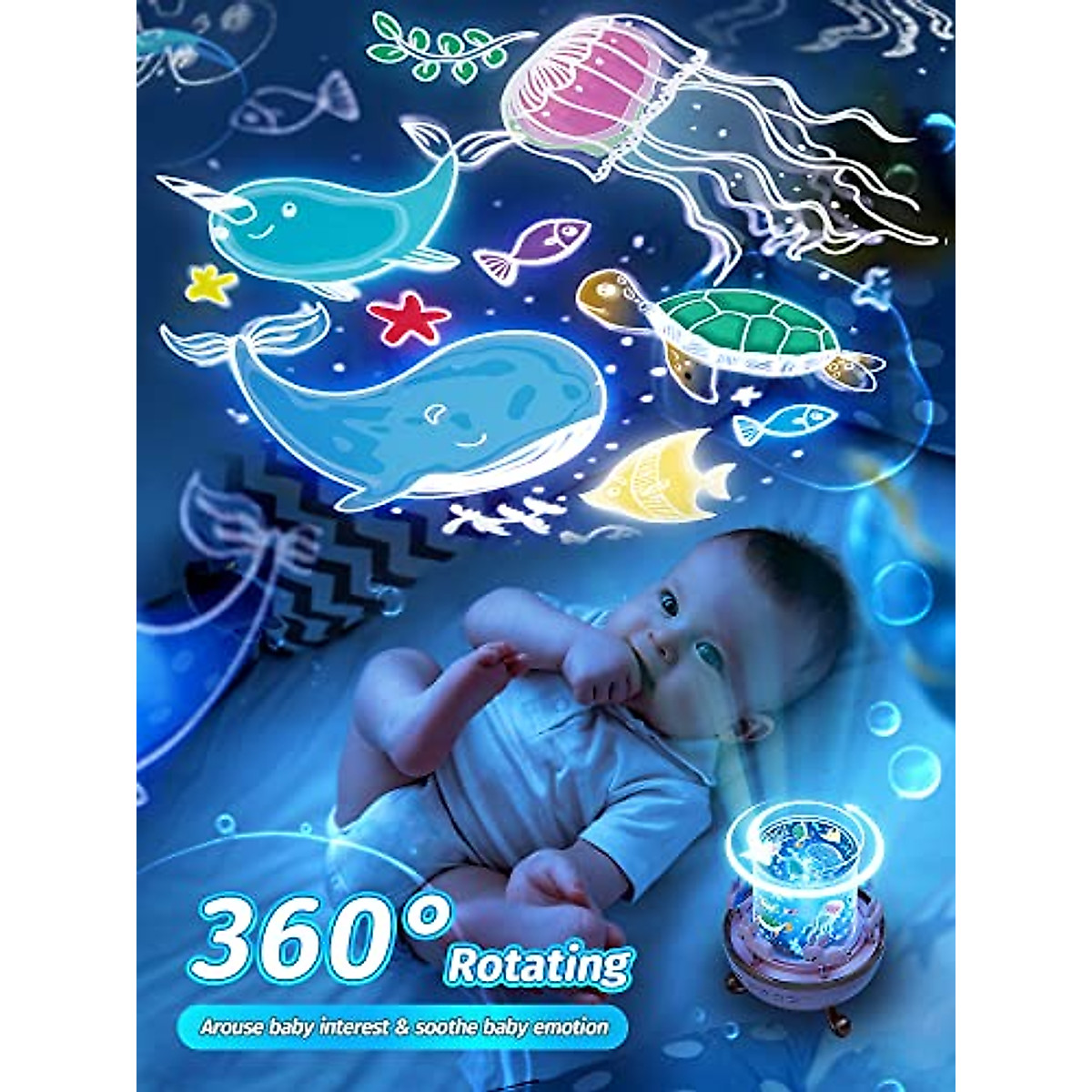 One Fire Night Light for Kids Room Decor, 72 Light Modes Sound Machine Baby Night Light Projector, Remote Timer Kids Night Lights for Bedroom, Rechargeable White Noise Kawaii Unicorns Gifts for Girls