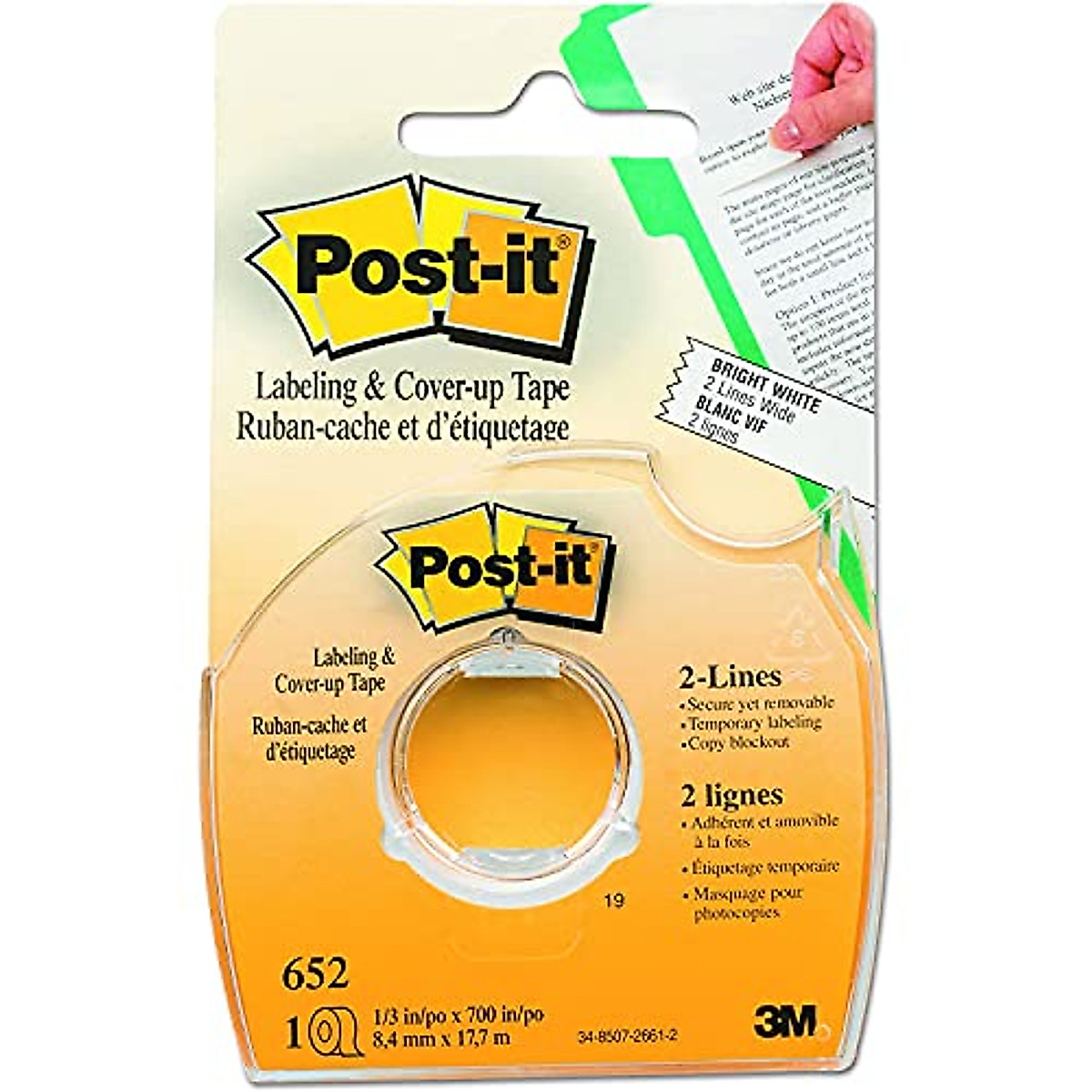 LABELING TAPE POST-IT REMOVABLE 2X 36 YDS