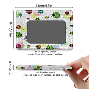 susiyo Colorful Ladybugs Slim Minimalist Wallets Rfid Blocking Card Wallets PU Leather Front Pocket Wallets for Men and Women