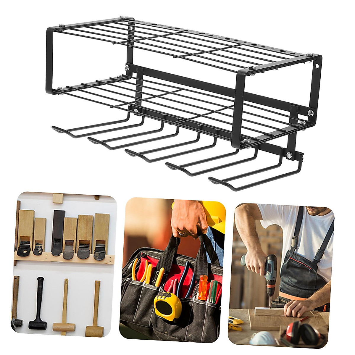 PRETYZOOM Electric Drill Storage Rack Cordless Drills Drill Holder Wall Mount Garage Tool Power Screwdrivers Cordless Power Tools Power Tool Organizer Wall Mount Tool Rack Black Carbon Steel