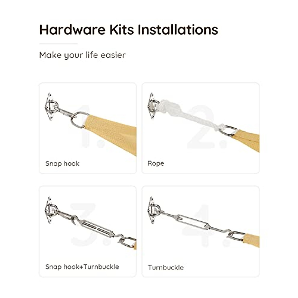 Quictent 24x24ft Fire Retardant 185G HDPE Sun Shade Sail with Hardware Kits Canopy 98% UV Block Outdoor Patio Garden (Sand)