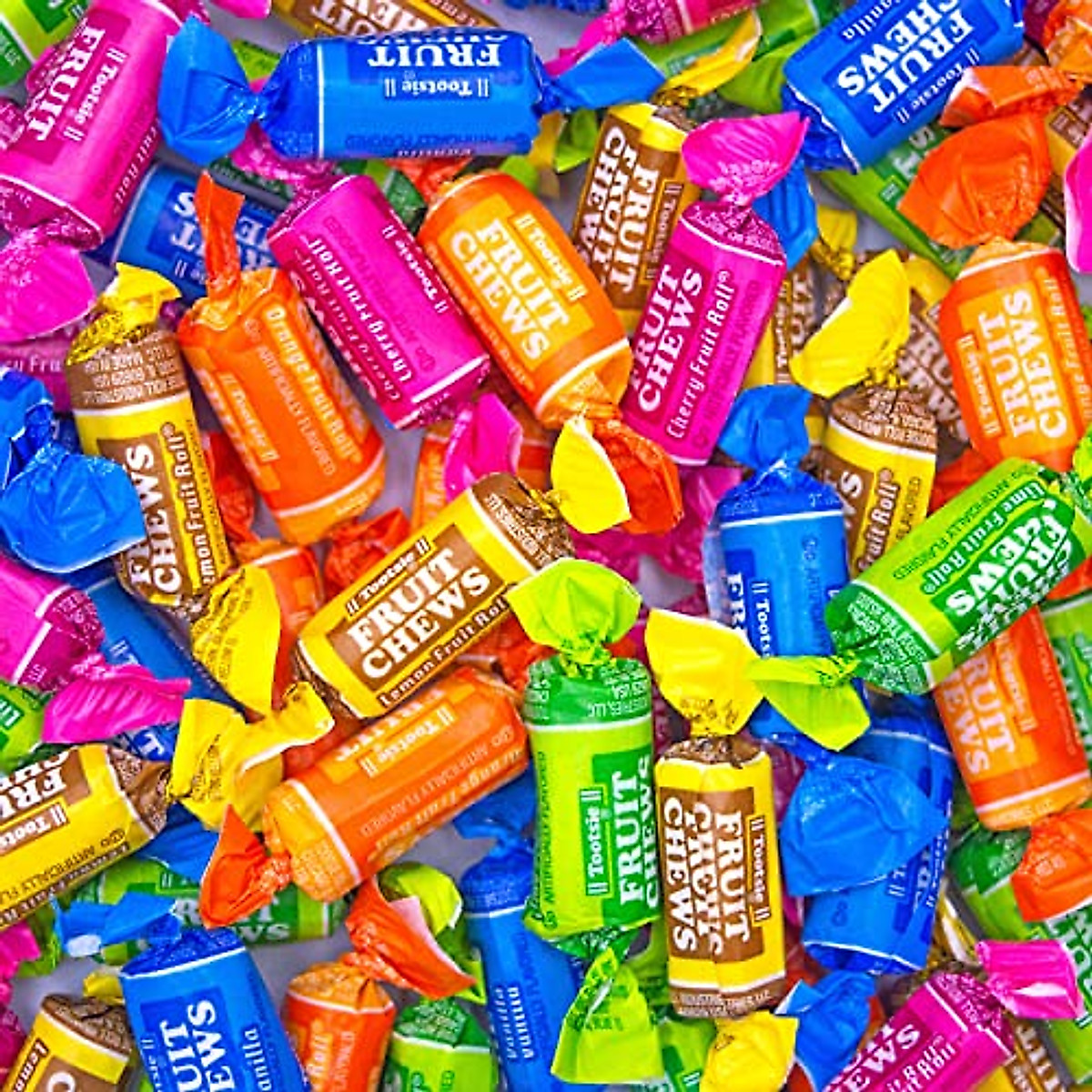 Tootsie Roll Fruit Chews - Assorted Chewy Fruit Candy - 2 LBS of Individually Wrapped Soft Candies in Resealable Bulk Bag