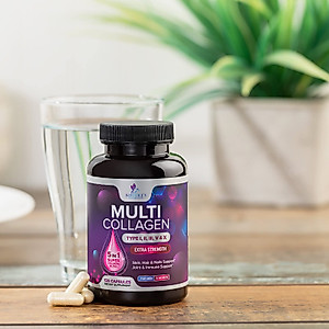 Collagen Peptides for Women & Men - Type I, II, III, V, X Multi Collagen Pills, Hydrolyzed Collagen Peptides Supplements, Nature's Hair, Skin, Nail, and Joint Support Supplement, Non-GMO, 120 Capsules