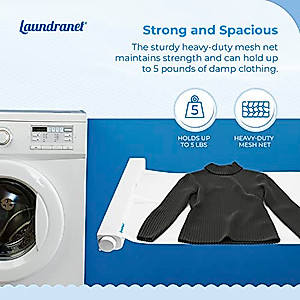LAUNDRANET Retractable Clothes Drying Rack - Flat Hanging Mesh Drying for Delicate Clothes and Sweaters – Eliminate Bumps and Stretching from Hangers and Lines - 24" Wide and Opens Up to 72" - 1 Pack
