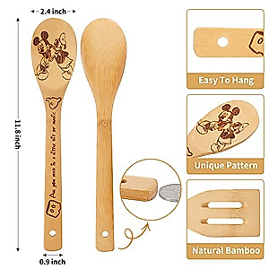 Wooden Spoons for Cooking, Bamboo Cooking Kitchen Utensils Set, Housewarming Birthday Anniversary Present for Friend (6PCS)