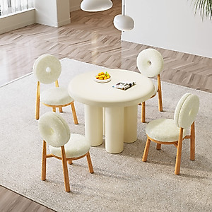 HOTICKME 39.37" White Kitchen Table, Modern Round Dining Table for Kitchen, Bar, Living Room, Dining Room Table, Table Only