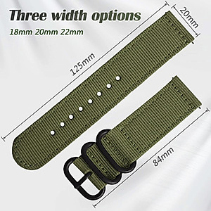 uEmoh Watch Bands, Quick Release Nylon Watch Straps for Men Women, Watch Bands of Multiple Colors & Width(18mm, 20mm, 22mm) (20mm, ArmyGreen)