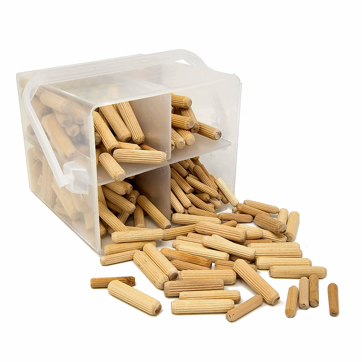 WEN JN400D 400-Piece Fluted Dowel Pin Variety Bucket with 1/4, 5/16, and 3/8-inch Woodworking Dowels