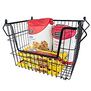 DII Metal Wire Mesh Stackable Utility Storage Bin, Medium Rectangle, 13x11x9", Black