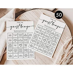 All Ewired Up 50 Find The Guest Bingo Game (50-Cards) Fun Baby Shower Game Activity, Bridal Shower, Wedding Decorations, Rehearsal Dinner, Engagement Party, Gender Neutral Boy or Girl, Minimalist