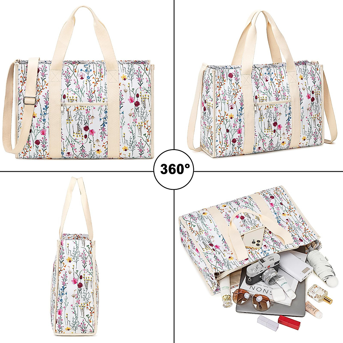 LOIDOU 3Pcs Laptop Tote Bag for Women 15.6 inch Work Tote Bag Computer Bag Large Capacity Teacher Handbag Shoulder Bag