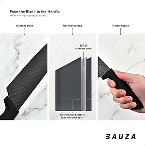 6 Piece Knife Set - Kitchen Knife Set Chef Knife Block Stainless Steel Cutting Sets Black Ceramic Professional Kitchen