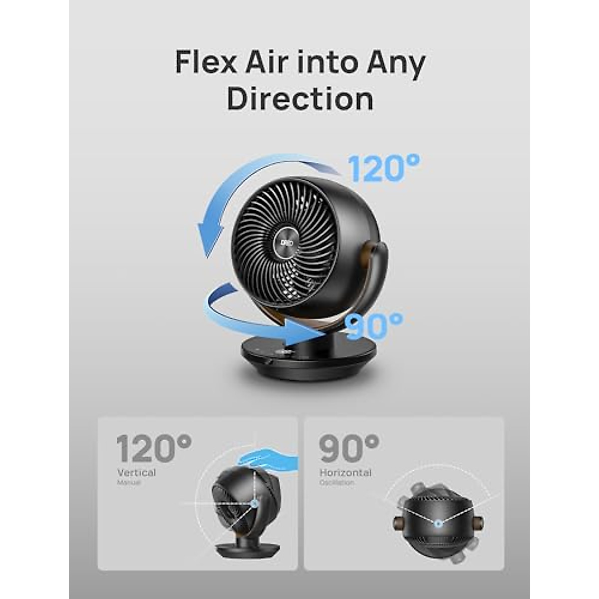 Dreo Fan for Bedroom, Desk Air Circulator Fan with Remote, 11 Inch Table Fans for Whole Room, 60ft Powerful Airflow, 120° Vertical Manual +90° Oscillating Fan, 4 Speeds, 8H Timer, Quiet Fan, Home