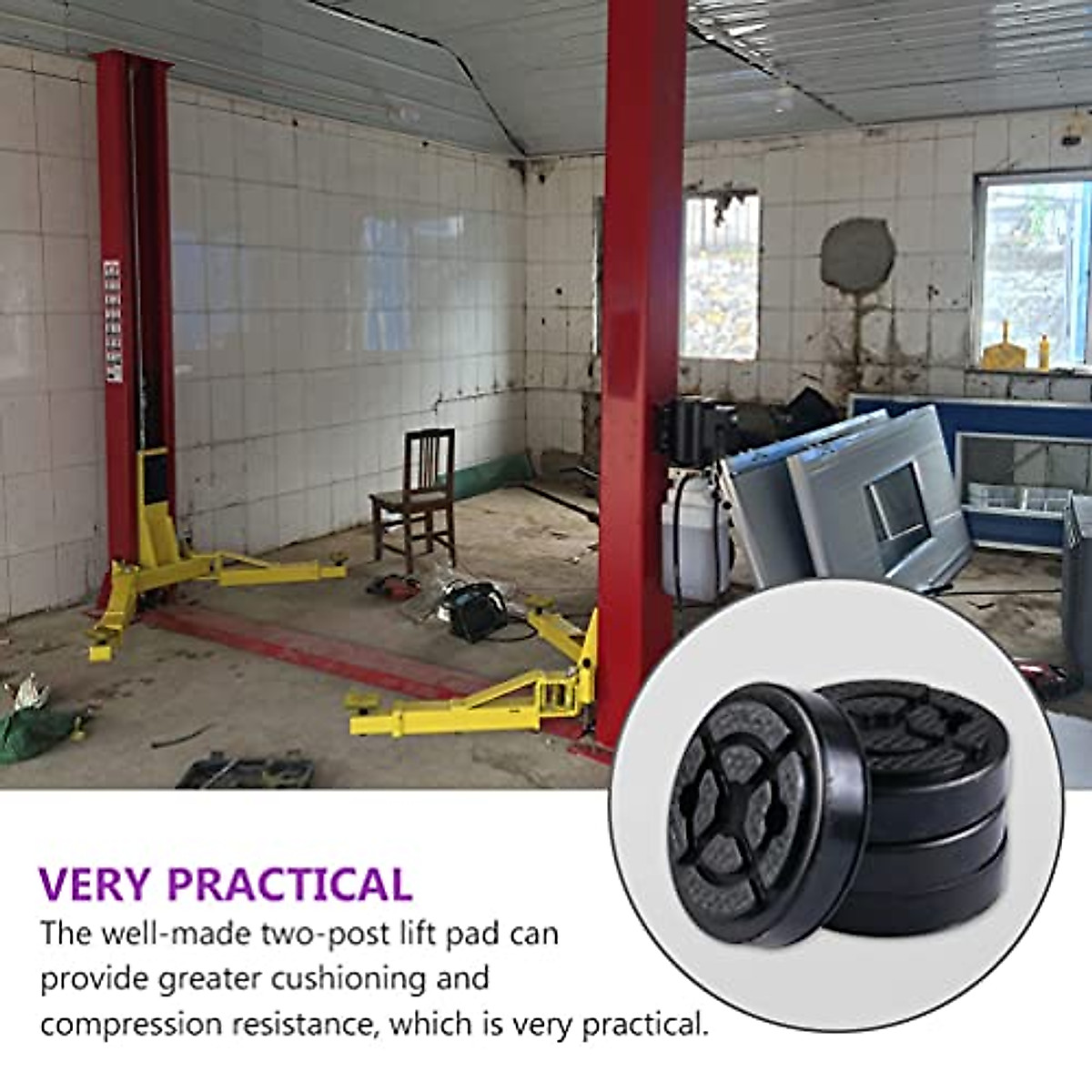 Wakauto 4pcs Professional Two- Post Lifting Rubber Pad Car Lift Point Pad for Protection