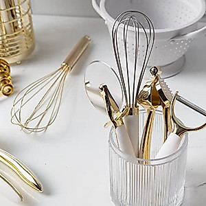 Gold Cooking Utensils with Gold Measuring Cups and Spoons Set - 23 Piece Luxe White and Gold Kitchen Accessories Include Gold Metal Measuring Cups and Spoons Set and White and Gold Kitchen Utensils