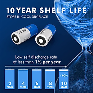 Voniko CR123A Lithium Batteries (6-Pack) – Photo Non-Rechargeable Lithium Battery –3 Volt 123 Battery Lithium 10 Years Shelf Life