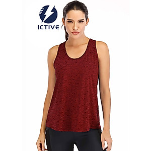 ICTIVE Workout Tops for Women Loose Fit Racerback Mesh Backless Muscle Tank Athletic Exercise Gym Shirts Burgundy XL