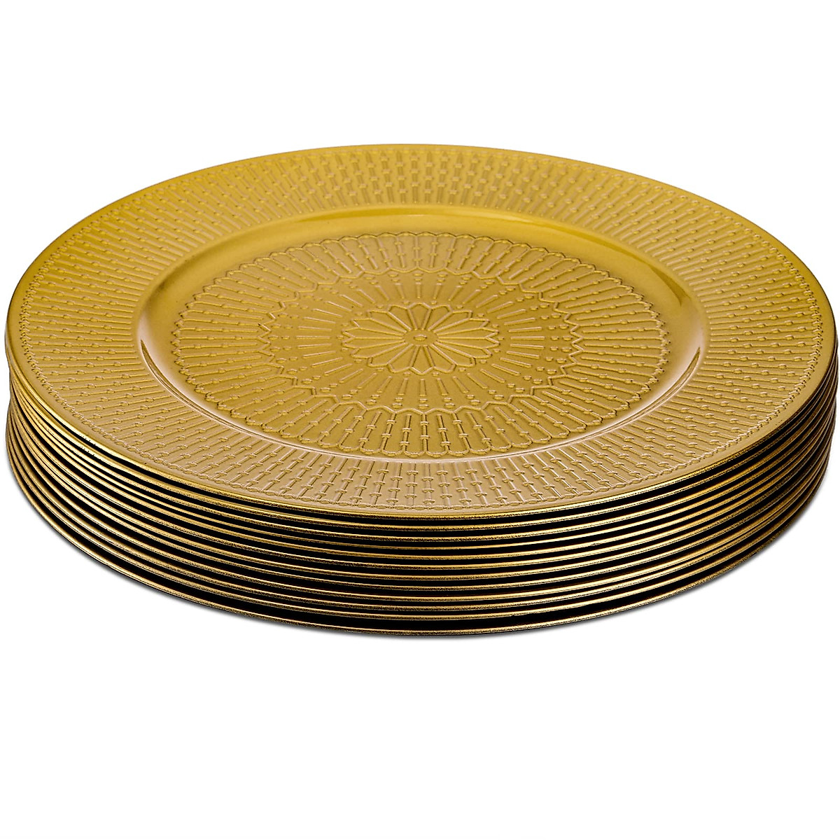 DEAYOU 12 Pack Gold Charger Plate, 13-inch Beaded Chargers Plates, Wedding Charger Platter for Serving, Party, Holiday