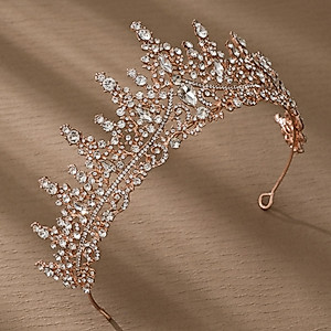 COCIDE Rose Gold Tiara and Crown for Women Crystal Queen Crowns Rhinestone Princess Tiaras for Girl Bride Wedding Hair Accessories for Bridal Birthday Party Prom Halloween Cos-play Costume Christmas