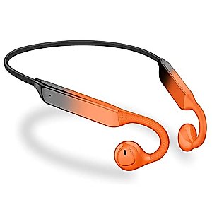 Open Ear Headphones Bone Conduction Headphones Wireless Bluetooth 5.0 Waterproof Bone Conductor Workout Running Cycling Sports Earphones Bone Conducting Hook Ear Phones with Mic Orange
