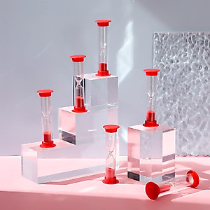 Set of 80 1 Minute Sand Timer Small Hourglass for Classroom One Minute Sandglass Clock Red Acrylic Hourglass Game Timer for Kids Preschool Teacher Supplies, 3.35 x 0.98 x 0.98 Inches