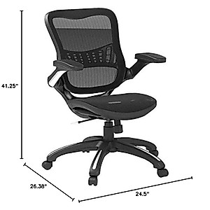 Office Star Ventilated Manager's Office Desk Chair with Breathable Mesh Seat and Back, Black Base, Black