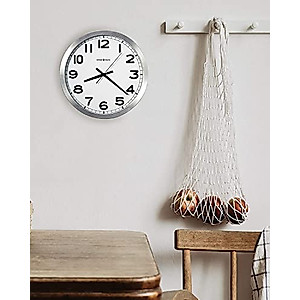 Howard Miller Spokane Wall Clock 625-450 – Modern Round Brushed Aluminum, Flat Glass Crystal, Sturdy Metal Frame, Classic Black Accents, Quartz Movement