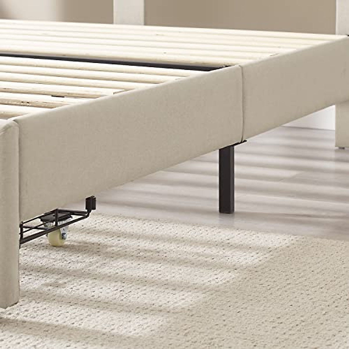 GOOD & GRACIOUS Beige Full Size Bed Frame, Platform Bed with Upholstered & Tufted Headboard and Frame with Storage Drawers