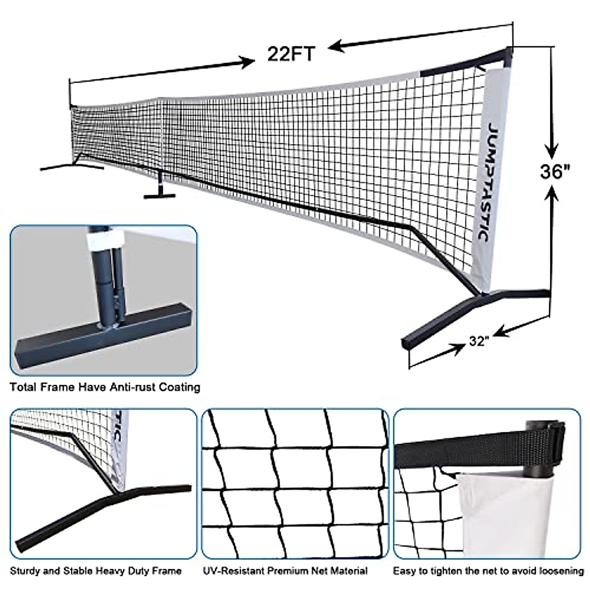 Carbon Fiber Pickleball Set with Net, Pickleball Set Include 4 Carbon Fiber Paddles, 22ft UV-Resistant PE Pickleball Net and Anti-Rust Frame, 6 Pickleballs, 2 Portable Carry Bags, 2 Cooling Towels