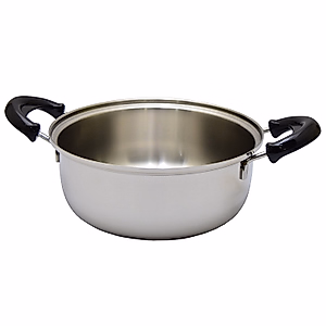 Takagi Glass Lid, Stainless Steel, Three-Layer Steel, Two-Handled Pot, 8.7 inches (22 cm), Made in Japan